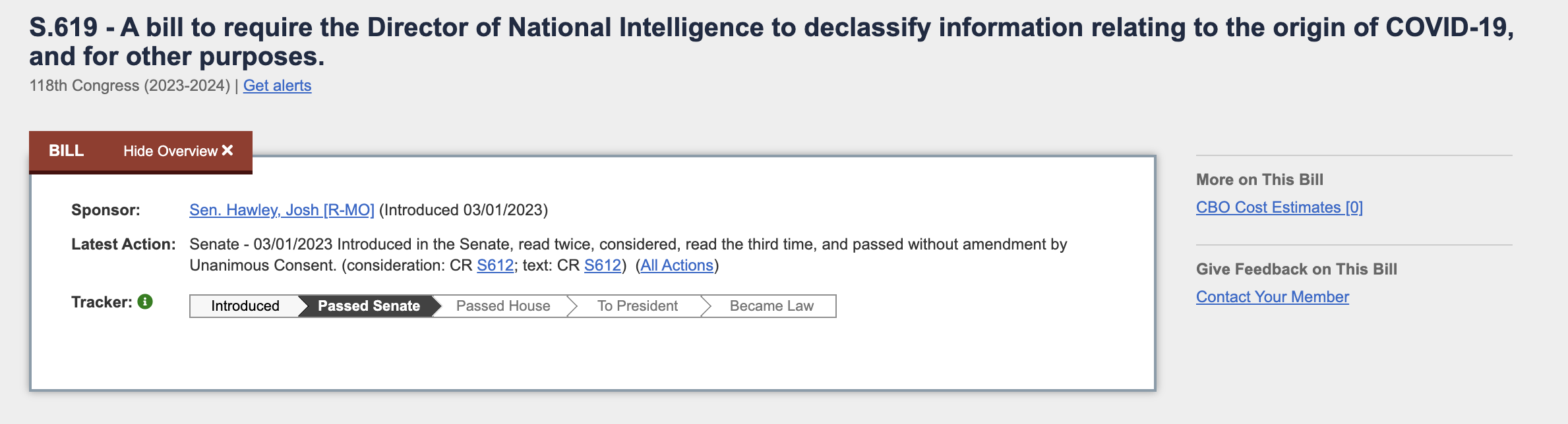 The Senate Passed a Bill to Declassify COVID-19 Origin Information